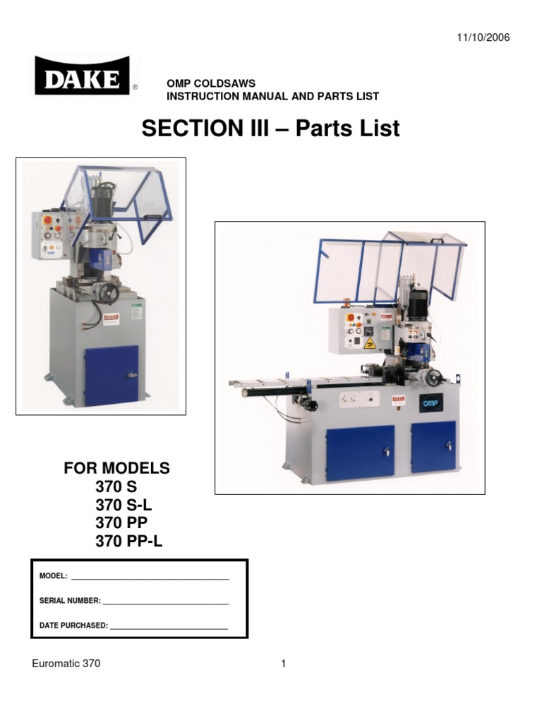Euromatic Series - Parts | PDF | Screw | Cylinder (Engine)