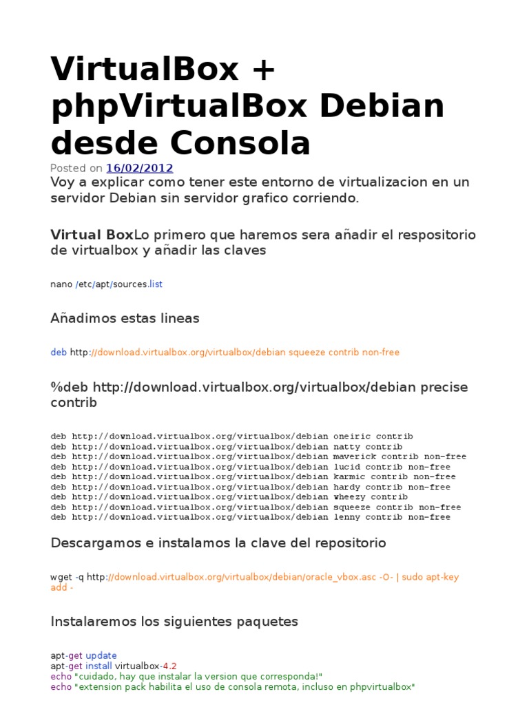 phpVirtualBox Server | PDF | Servidor HTTP Apache | Servidor web