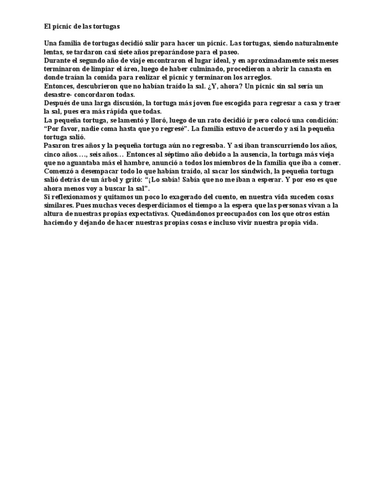 El Picnic de Las Tortugas | PDF | Alimentos | Ocio