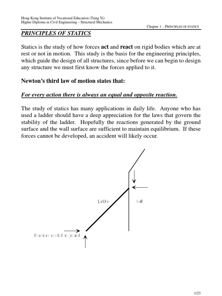 Principle of Statics PDF | PDF | Force | Euclidean Vector