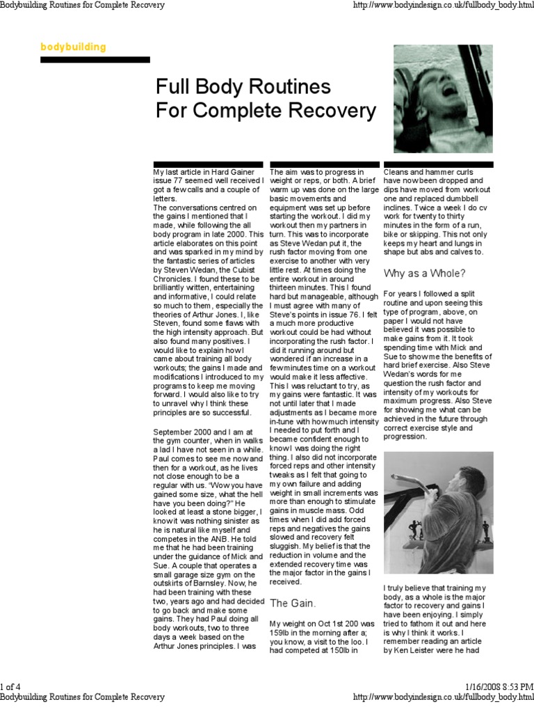 Bodybuilding Routines For Complete Recovery | PDF | Strength Training ...