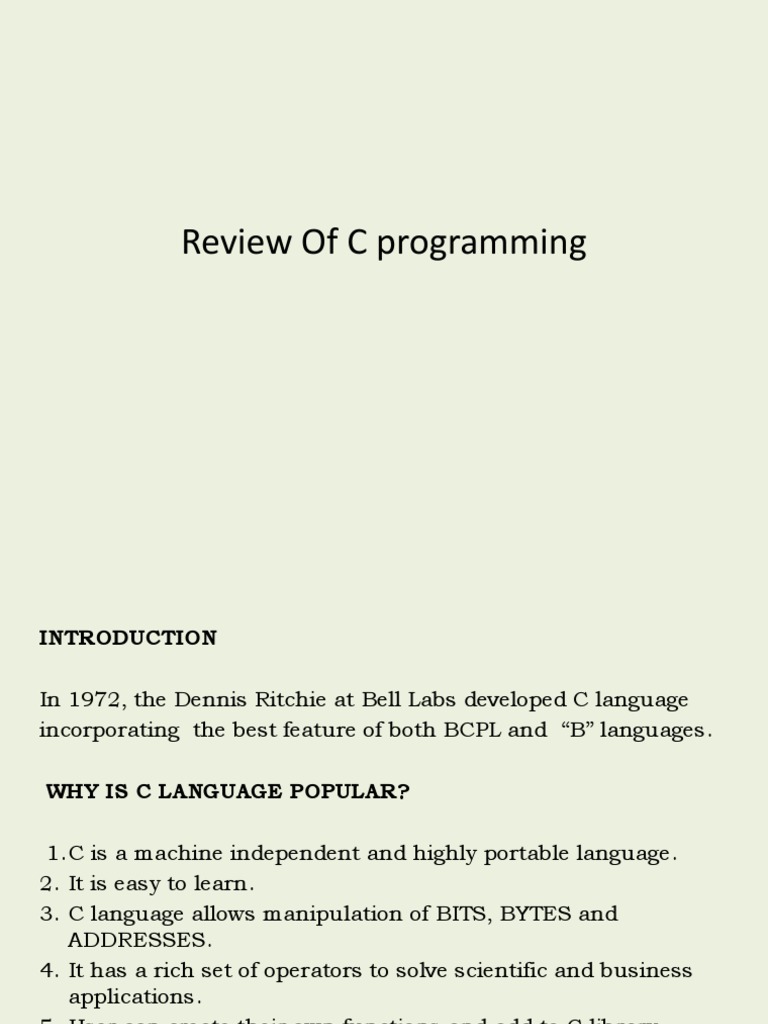 Review of C Programming | PDF | C (Programming Language) | Data Type