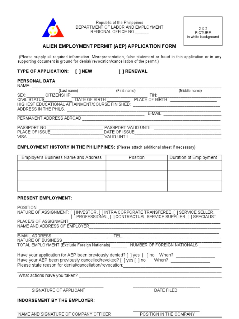 AEP Application Form | Travel Visa | Passport