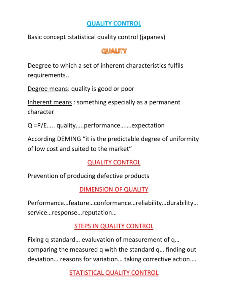 Quality Control | PDF