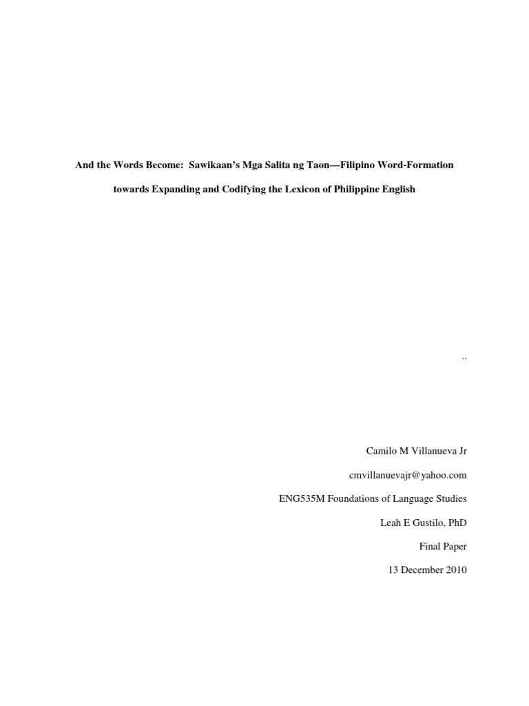 And The Words Become: Sawikaan's Mga Salita NG Taon-Filipino Word ...