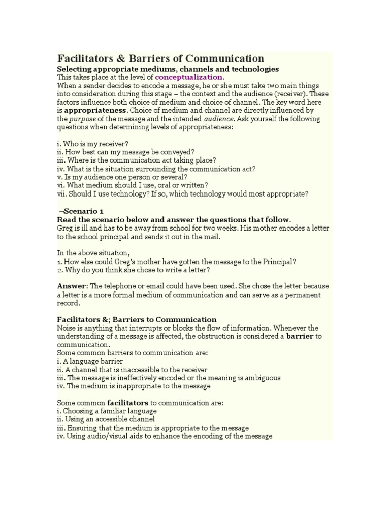 Communication Facilitators & Barriers | PDF | English Language ...