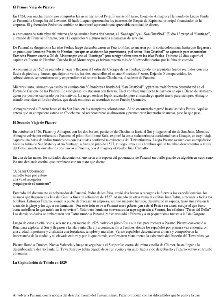 El Primer Viaje de Pizarro | PDF | Francisco Pizarro | Colonización de ...