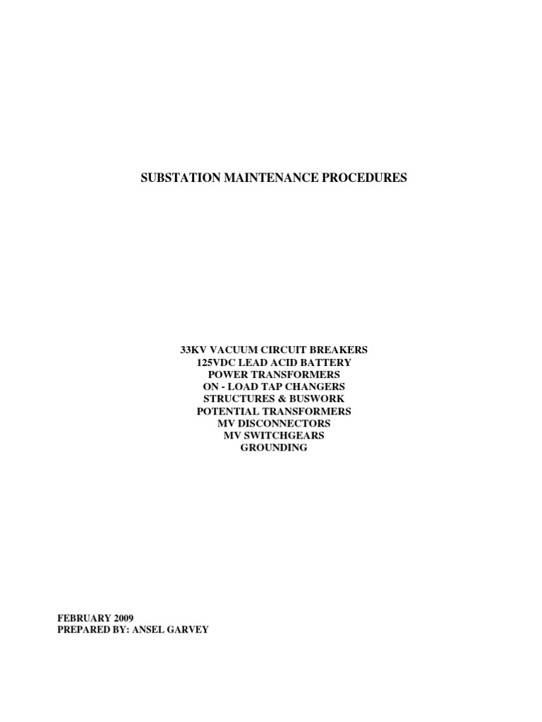 Substation Maintenance Procedures R1 | PDF | Transformer | Electrical ...