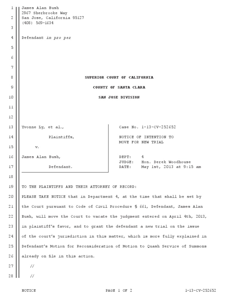 Notice of Intention to Move for New Trial