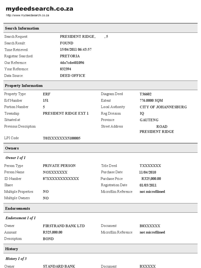 Deeds Office Property Search | PDF