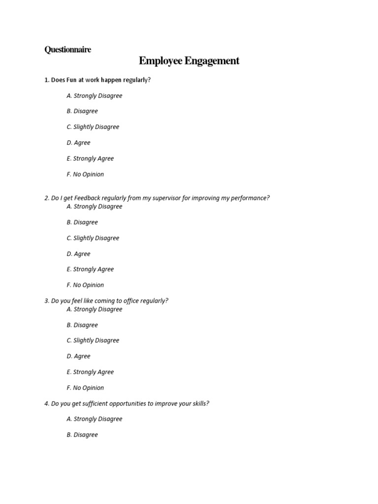 Employee Engagement Questionnaire | PDF | Career & Growth | Business