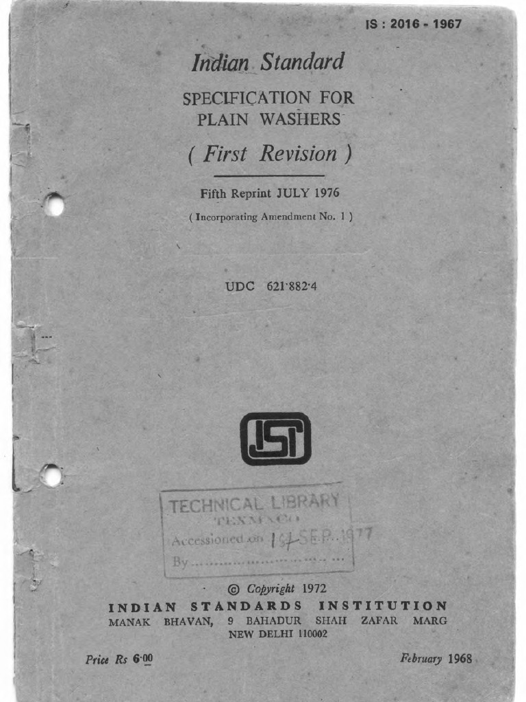 Is 2016 | PDF | Screw | International Organization For Standardization