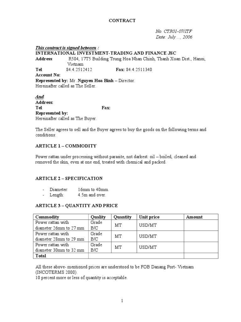 Export Contract _ Final | Invoice | Common Law