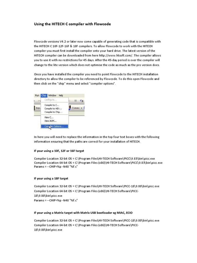 Using The HITECH C Compiler With Flowcode | PDF | 64 Bit Computing | C (Programming Language)