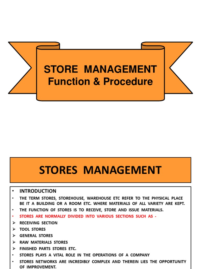 Stores Management | PDF | Inventory | Warehouse