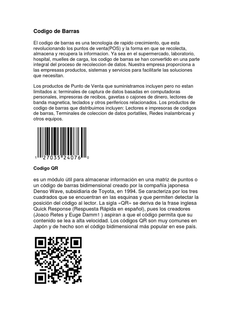 Codigo de Barras | PDF | Ascii | Código de barras