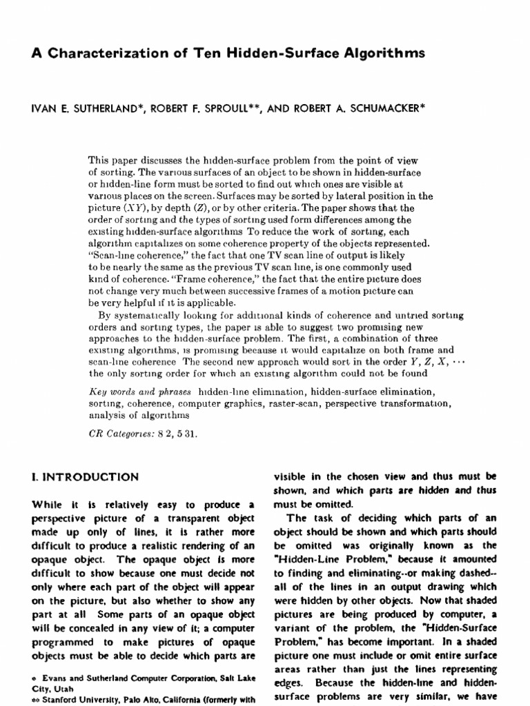 Ivan Sutherland - Characterization of Ten Hidden-Surface Algorithms (1974) | PDF | Vertex ...