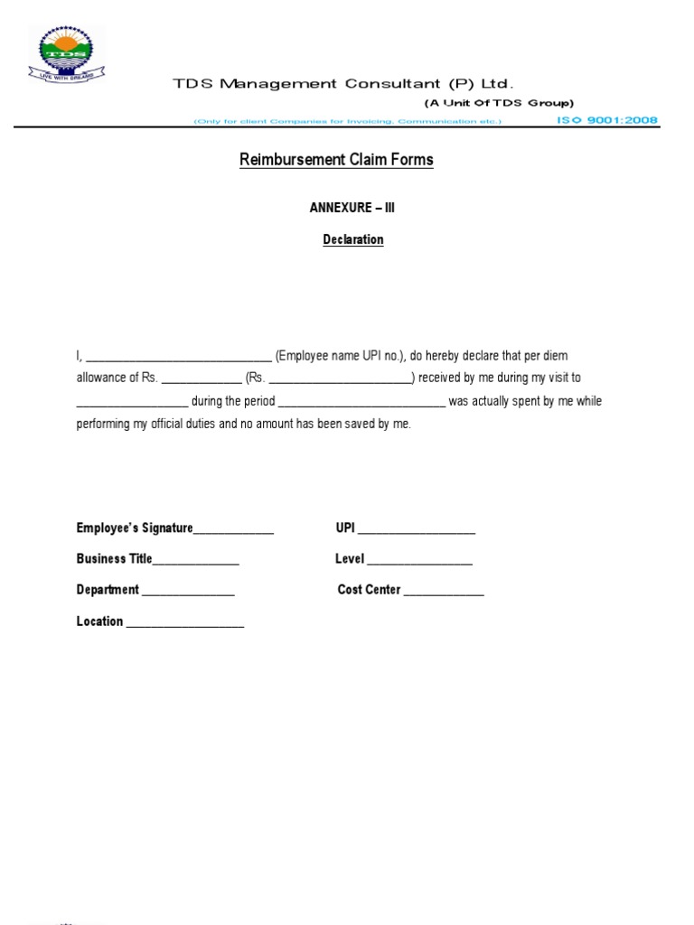 Reimbursement Claim Forms | PDF