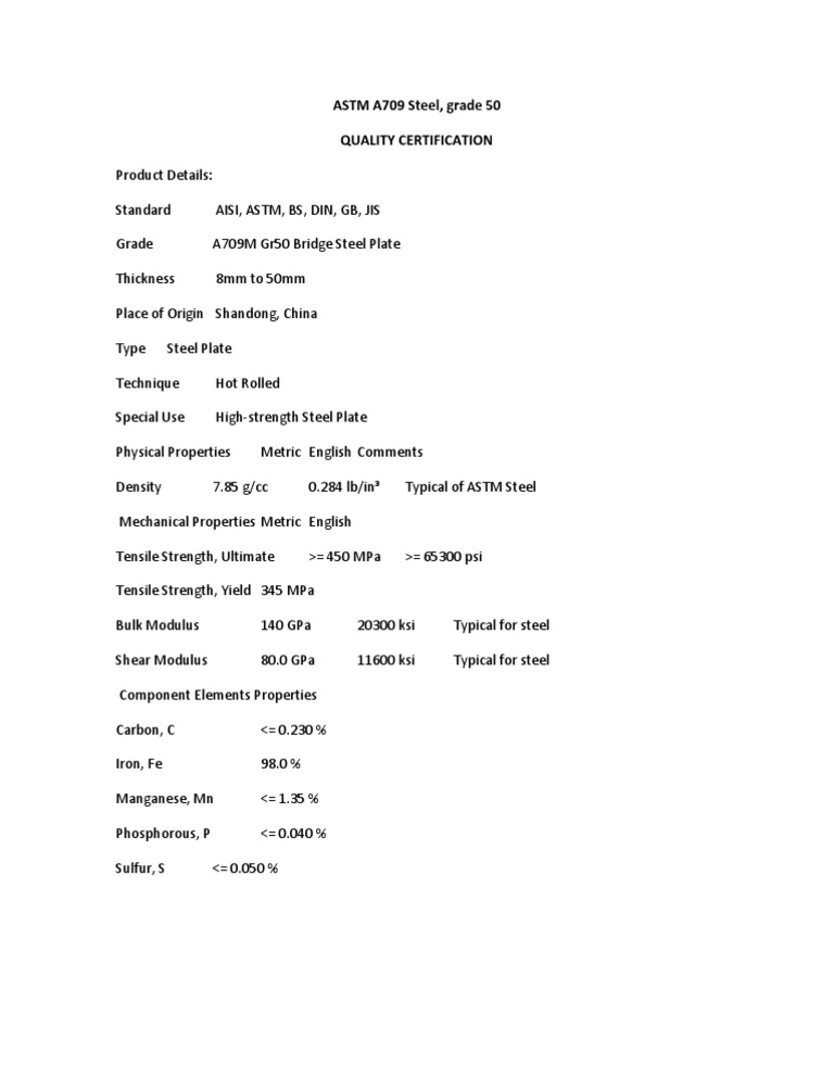 Astm A709 Steel | PDF