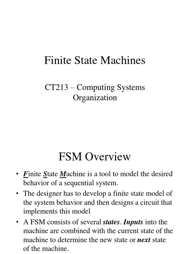 Finite State Machines Ct213 Computing Systems Organization Pdf Sleep Electronic Engineering