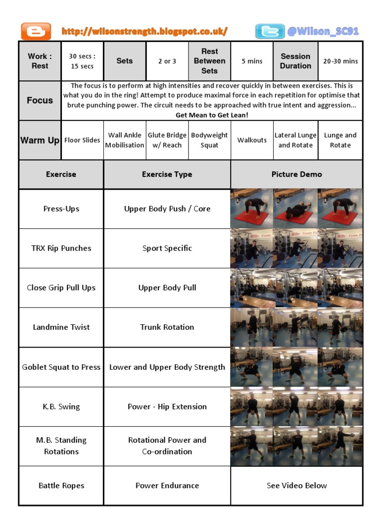 Boxing Strength and Conditioning Circuit | PDF