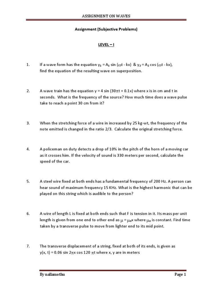 Waves Assignment | PDF | Waves | Sound