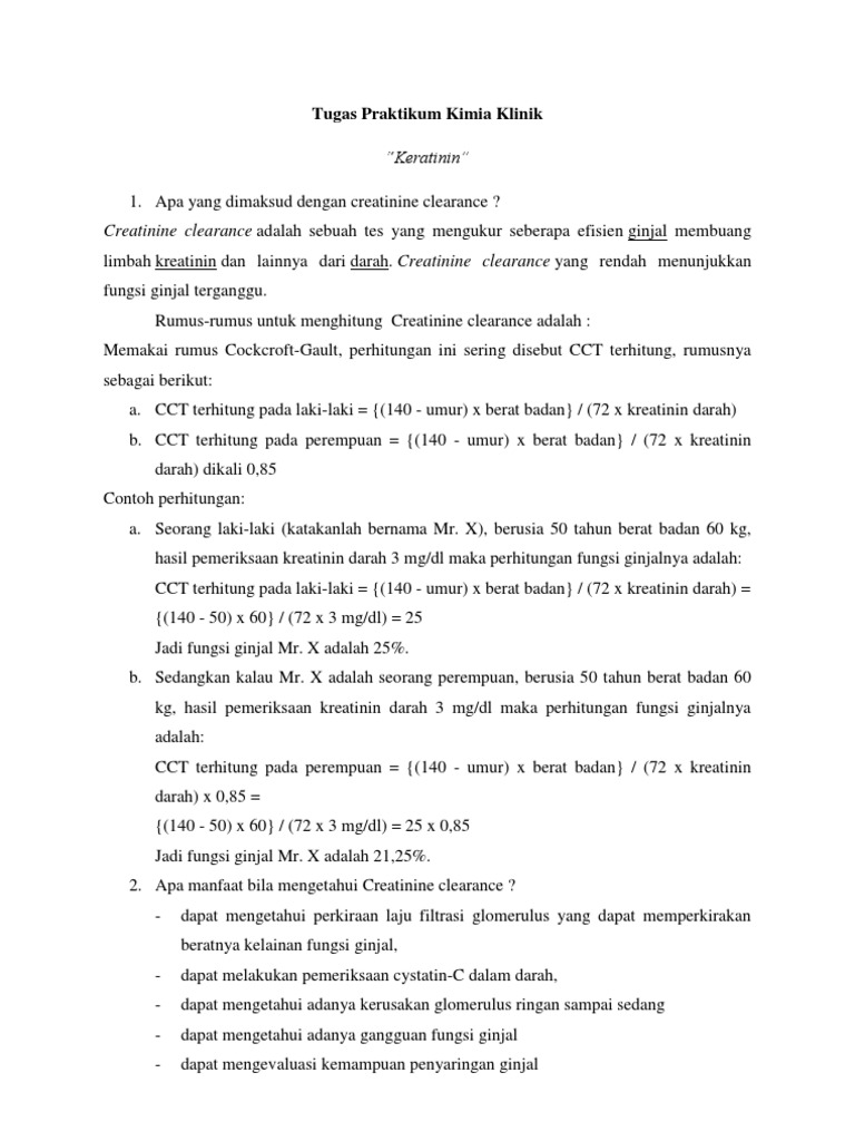 Tugas Praktikum Kimia Klinik | PDF | Sains & Matematika