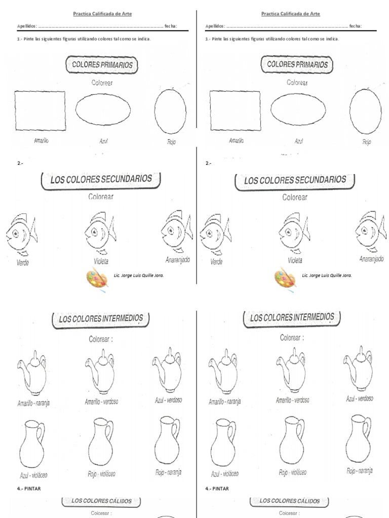 Practica Calificada de Arte Colores Primarios Secundarios | PDF