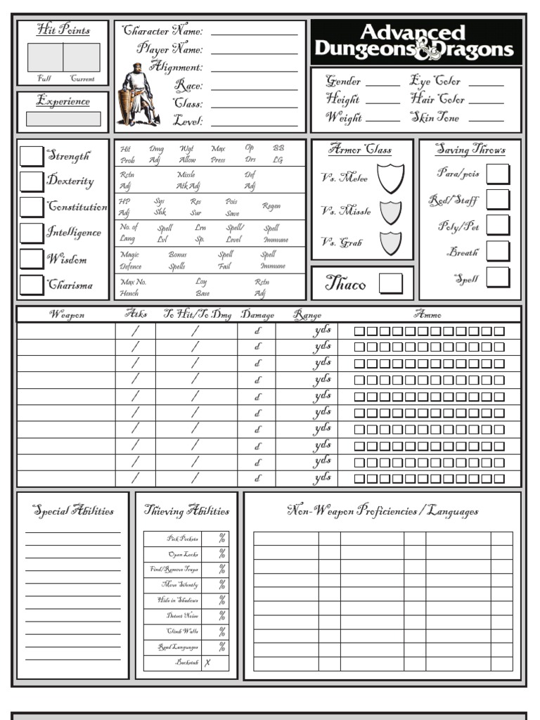 AD&D Character Sheet | PDF