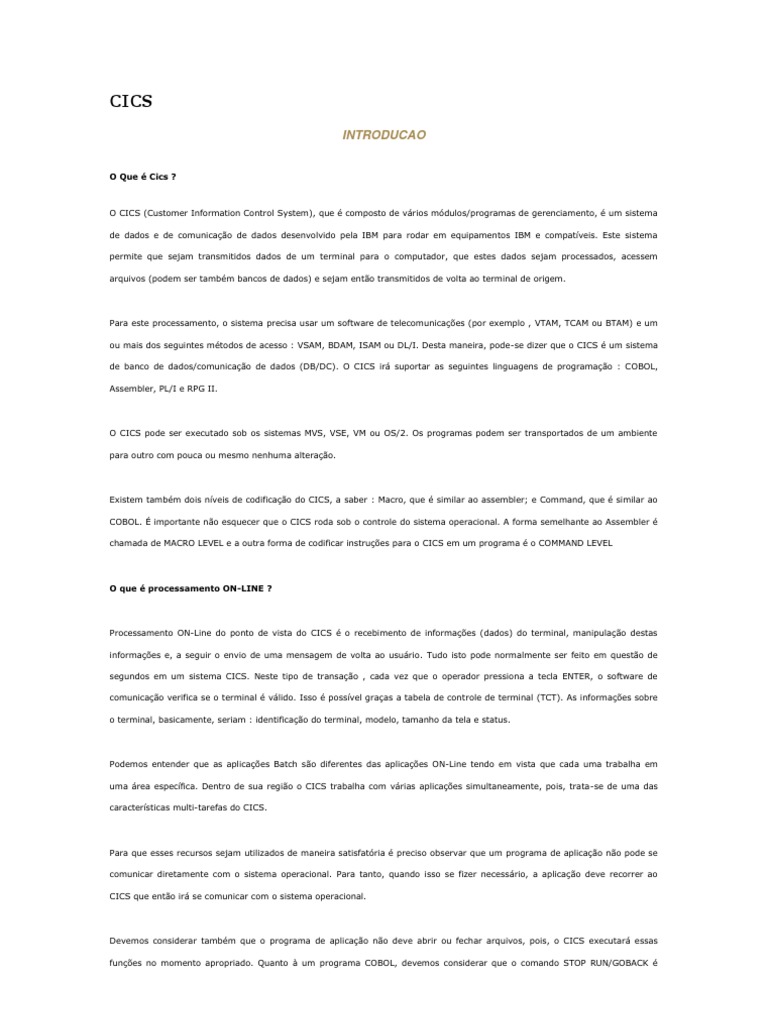 CICS Comandos - Manual | PDF | Sistema operacional | Programas