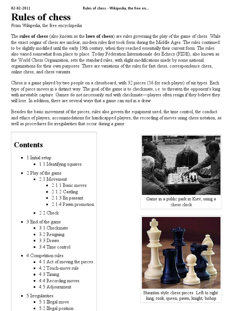 Rules of Chess | PDF | Traditional Games | Chess