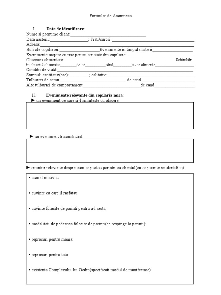 Formular de Anamneza