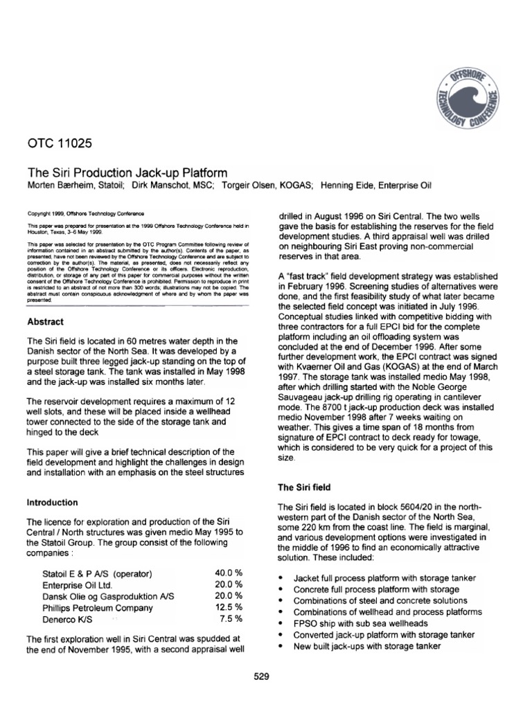 Siri Jack-Up Platform | PDF | Fatigue (Material) | Fracture