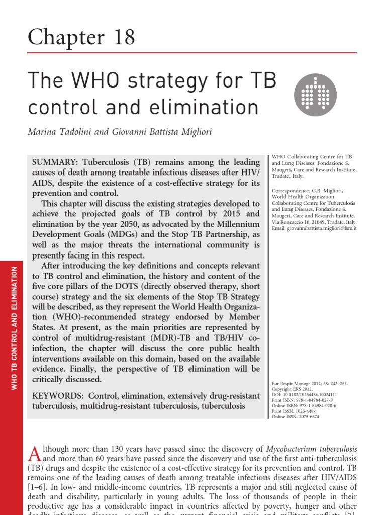 The WHO Strategy For TB Control and Elimination | PDF | Tuberculosis ...
