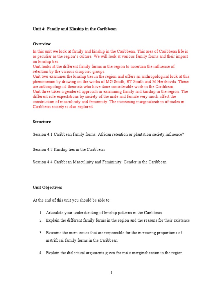 Caribbean Family and Kinship: Examining the Influence of History and ...