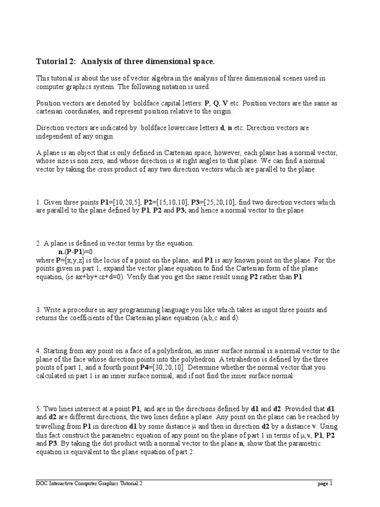 Tutorial 2: Analysis of Three Dimensional Space.: DOC Interactive ...