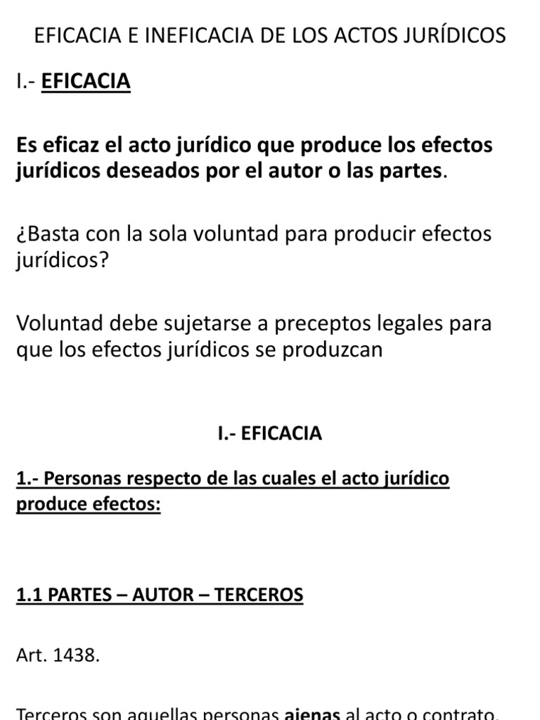 Eficacia e Ineficacia de Los Actos Jurídicos | PDF | Nulo (ley) | Comunicación legal