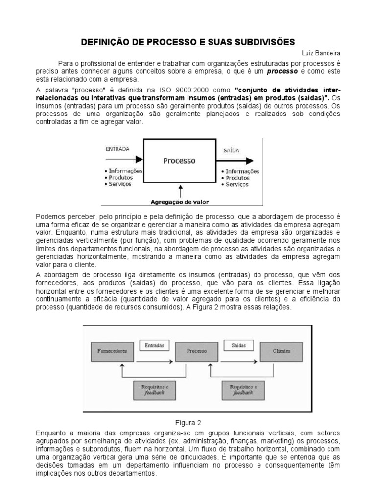 DEFINIÇÃO DE PROCESSO E SUAS SUBDIVISÕES Completo | PDF | Setor ...