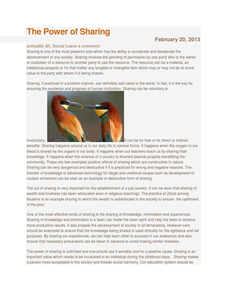 The Power of Sharing | PDF | Society | Resource