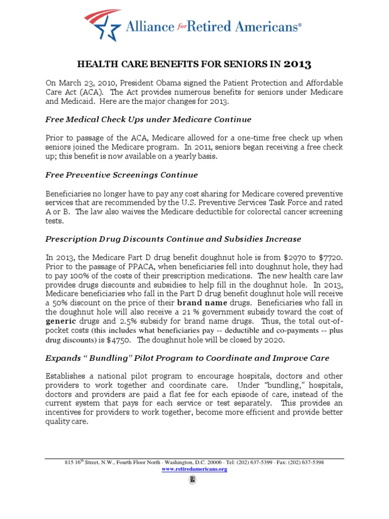 Fact Sheet - Medicare Benefits For 2013 | PDF