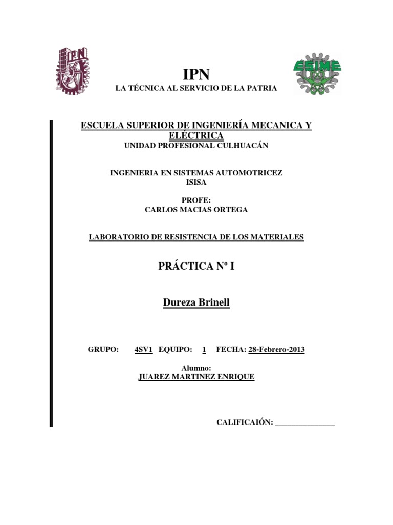 Lab de RM Practica 1 | PDF | Dureza | Materiales