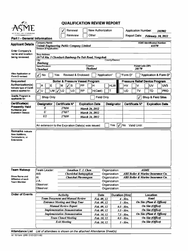ASME Qualification Review Report 2012 | PDF | Nondestructive Testing ...