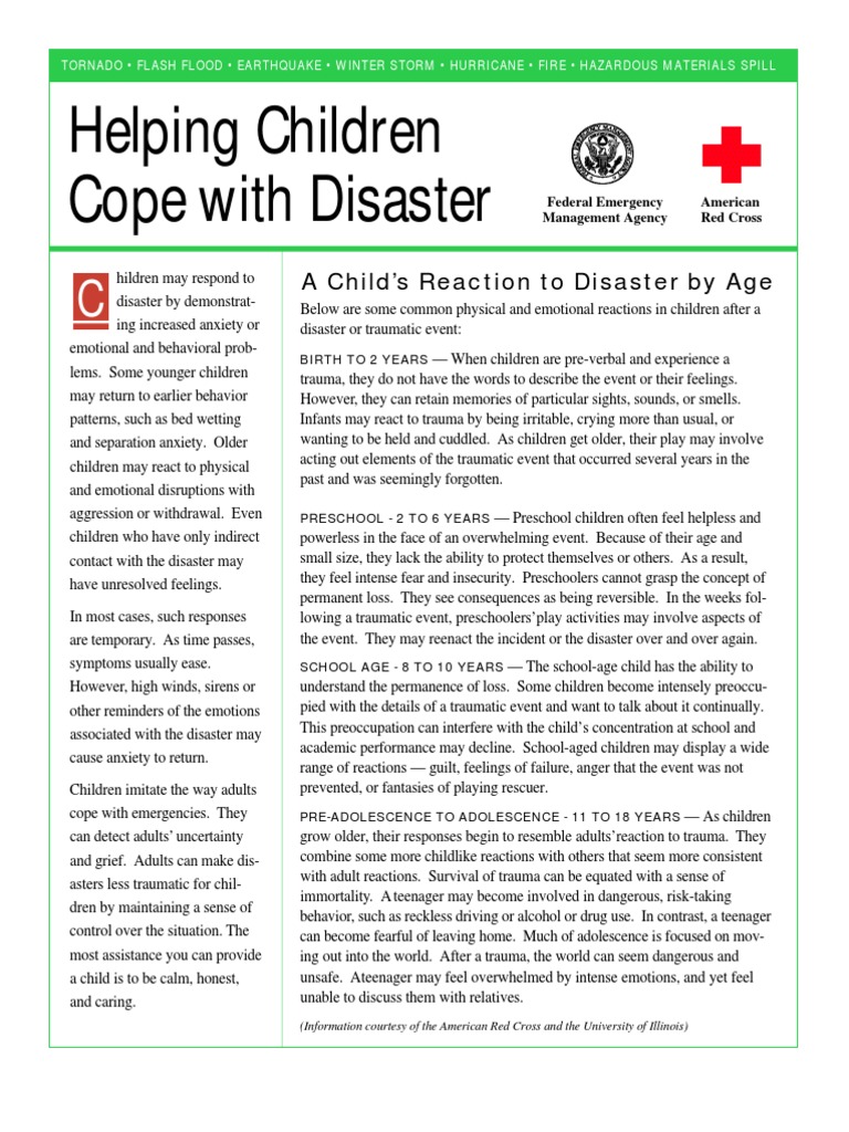 Helping Children Cope With Disaster: A Child's Reaction To Disaster by ...