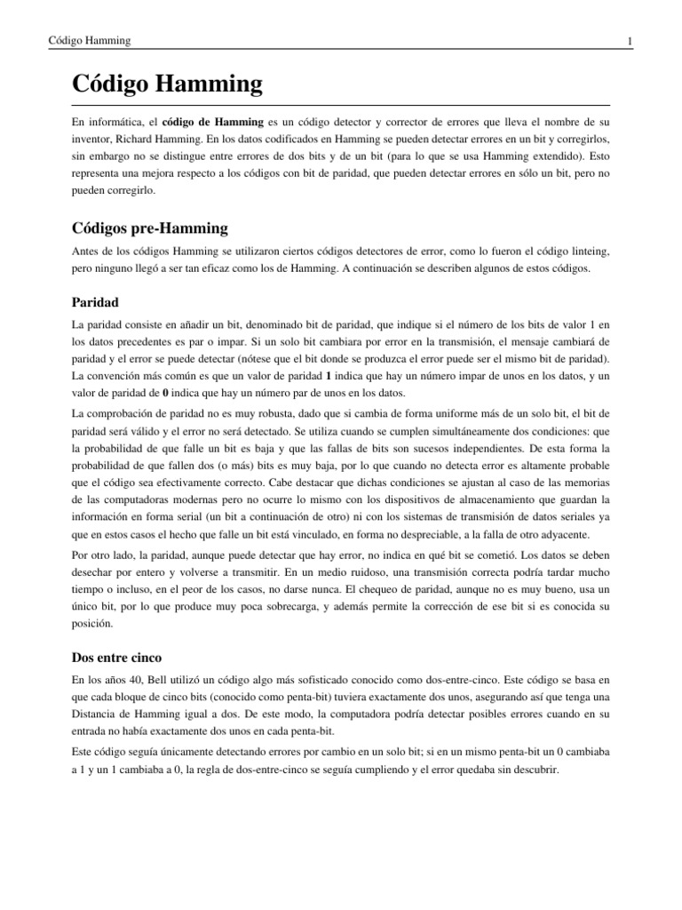 Código Hamming | PDF