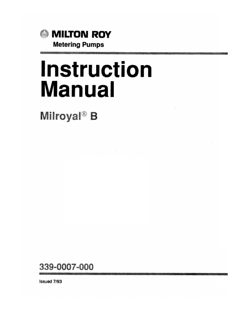 Manual de Instrucciones - Milroyal B | PDF | Pump | Valve