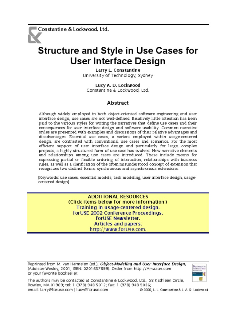 (Ebook - PDF - Gui) Structure and Style in Use Cases For User Interface ...