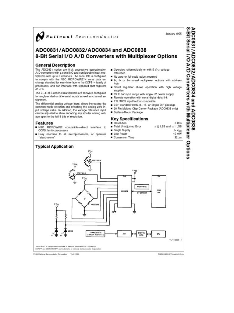 ADC0831/ADC0832/ADC0834 and ADC0838 8-Bit Serial I/O A/D Converters ...