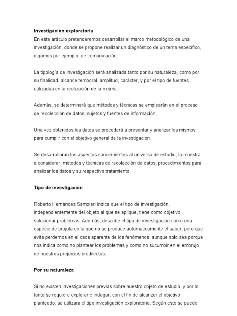 Investigación Exploratoria | PDF | Método científico | Conocimiento