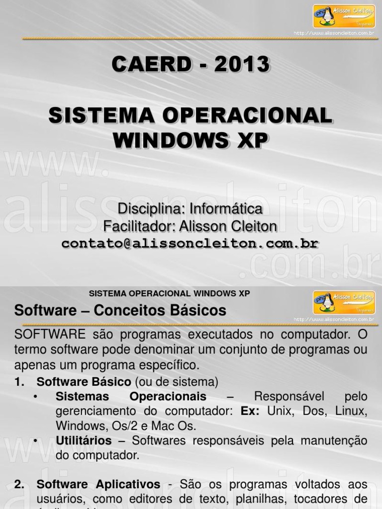 Módulo I - Sistema Operacional Windows XP | PDF | Microsoft Windows | Sistema operacional