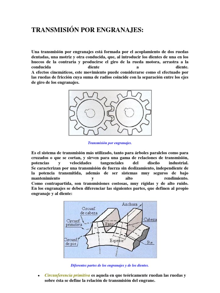 Transmisión Por Engranajes | PDF | Engranaje | Transmisión (Mecánica)